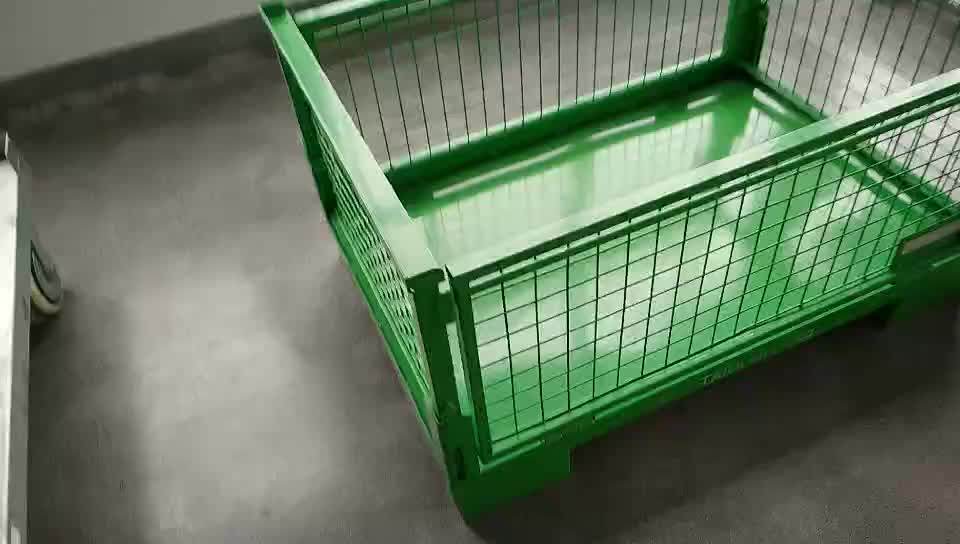 Spraying/galvanizing Collapsible Foldable Metal Storage Pallet Box ...