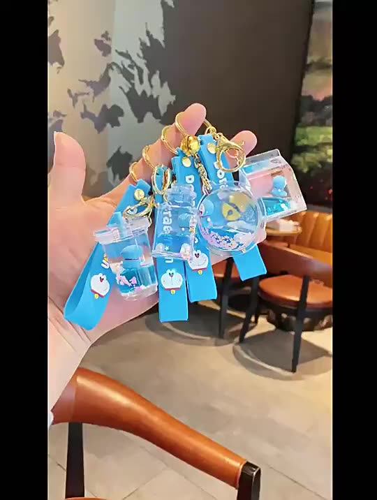 Anime Designer Liquid Keychain Kawaii Boba Llavros Key Ring Plastic Key ...