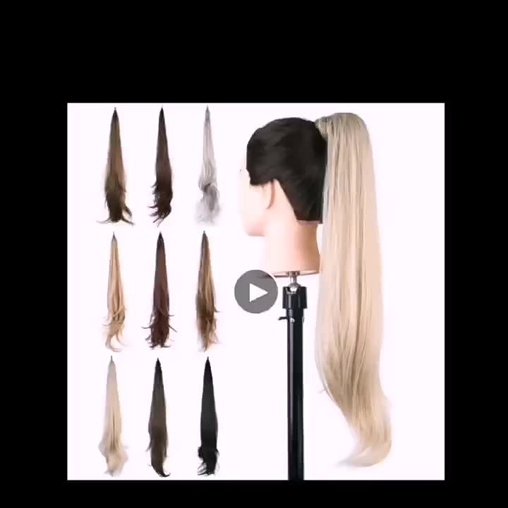 Flexible Wrap Around Ponytail Hair Extension Long Curly Synthetic Ponytail Wavy Pretty Hair ...