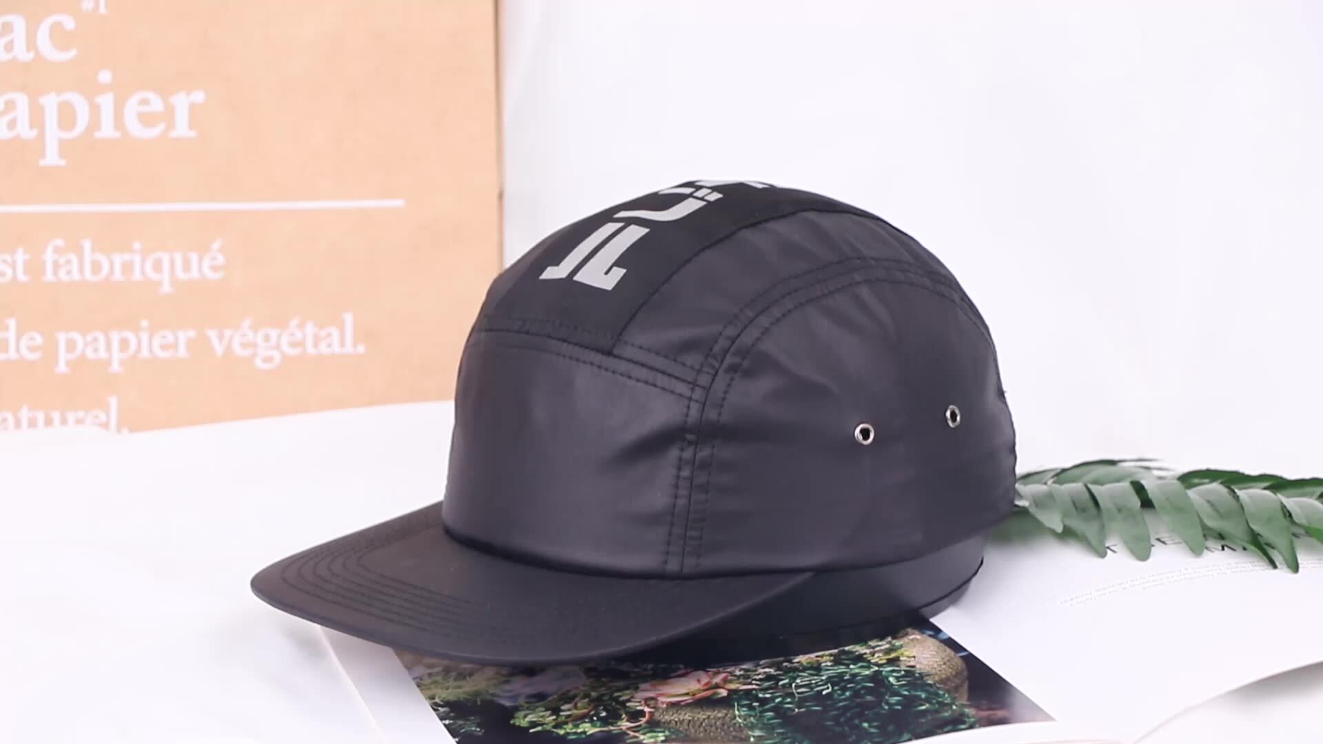 Qianzun Black Waterproof Nylon 5 Panel Five Panel Running Cap Camp Hat ...
