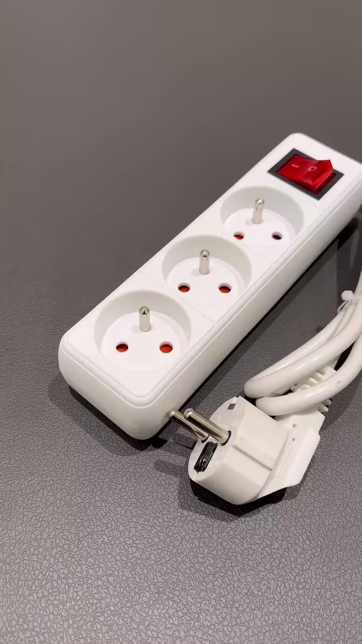 230v 13a Power Strip French/poland 6 Way Outlet Children Protection ...