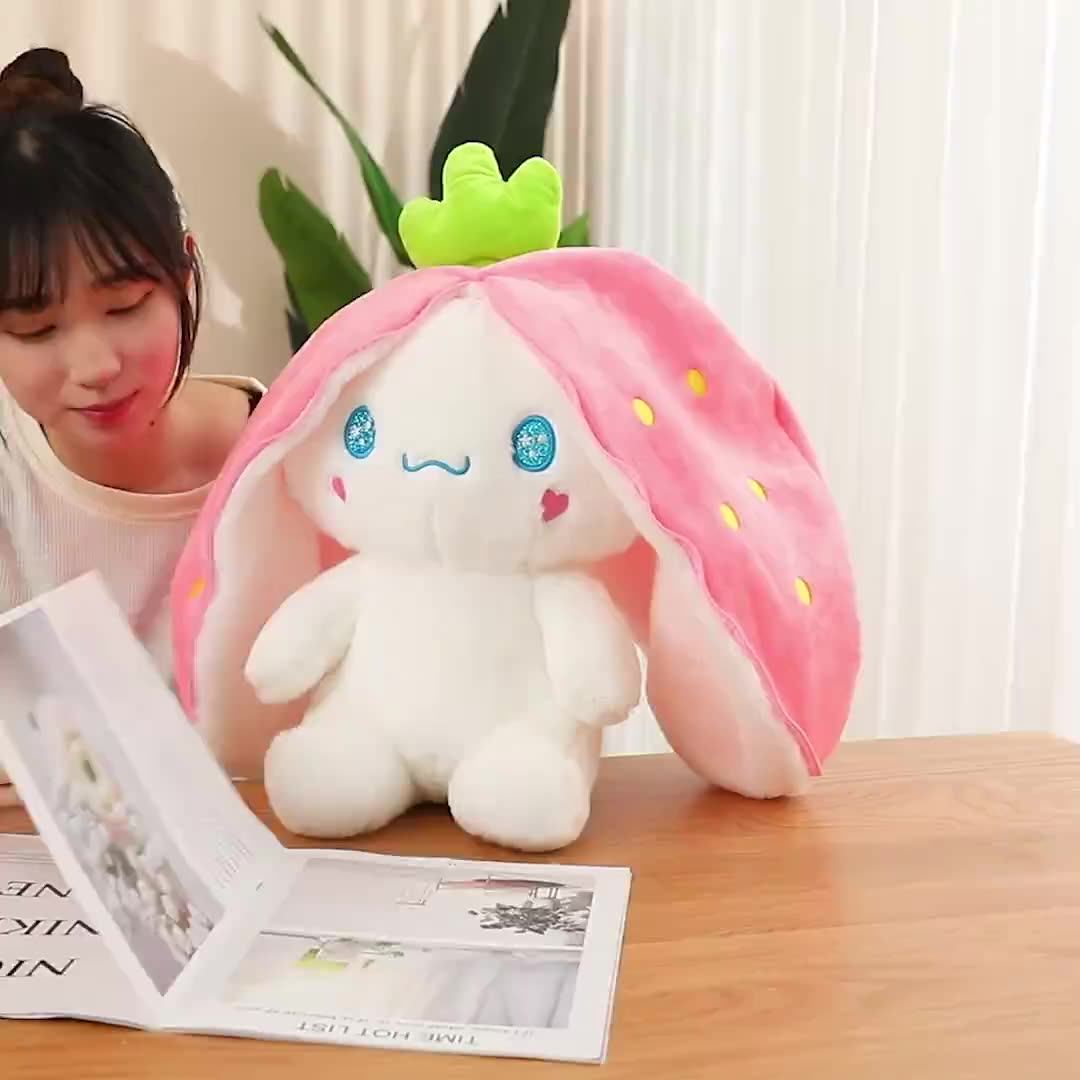 High Quality Cute Strawberry Bunny Plush Toys Soft Flip Stuffed Rabbit ...