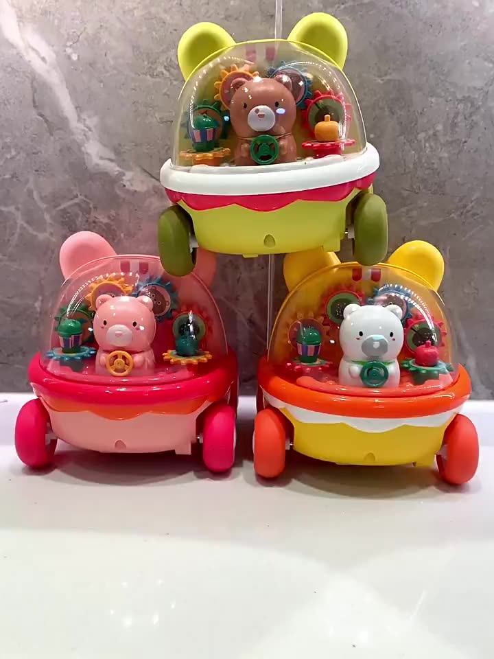Friction Funny Cartoon Bear Car Gear Set Cheap Plastic Transparency ...