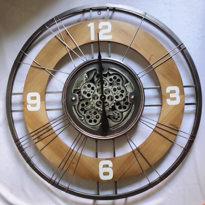 Custom Gear Clock Antique World Map Round Wooden Wall Clocks With ...