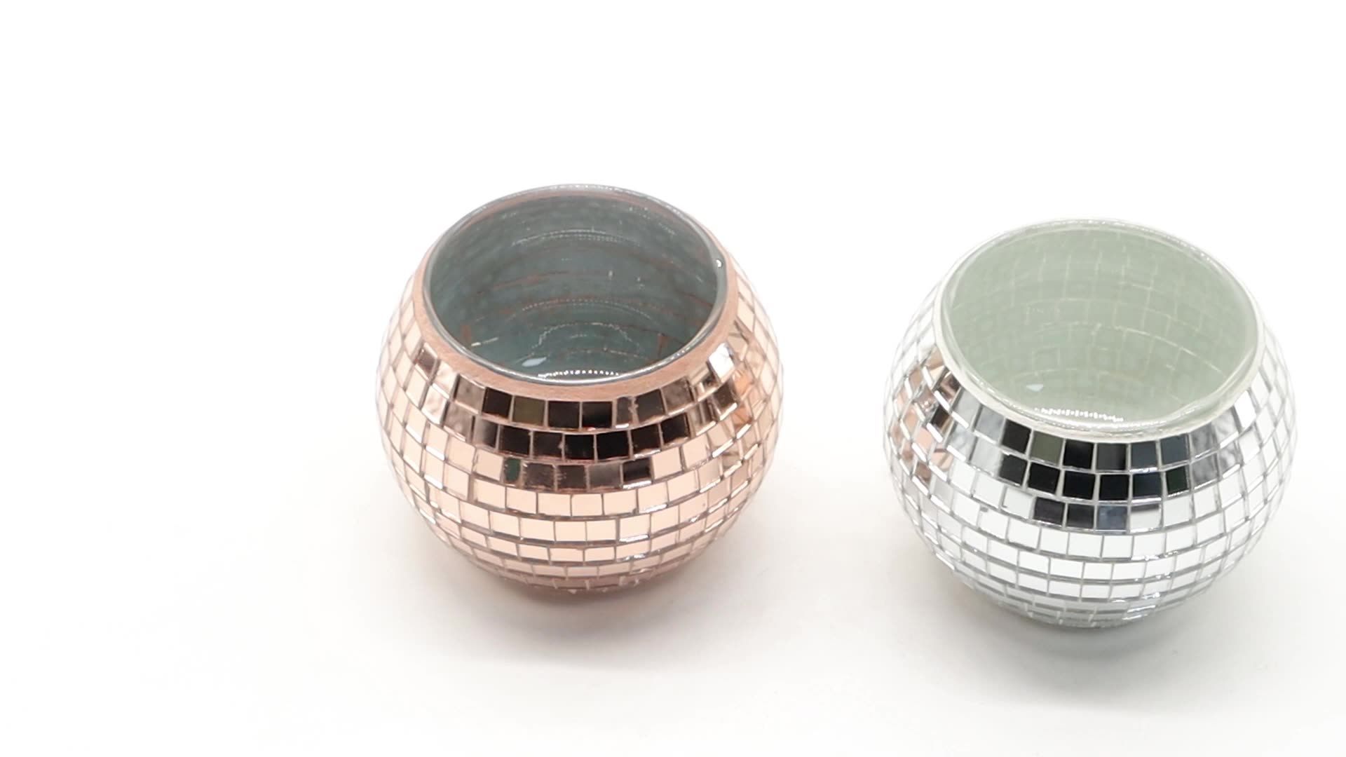 Glass Disco Ball Planter 8cm Disco Mirror Ball Glass Candle Jar Holders ...