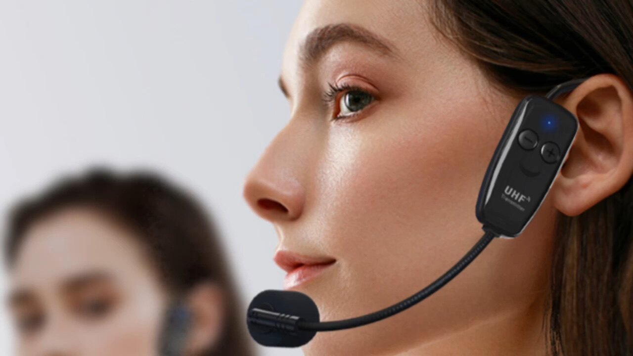 40 Channel Rechargeable Wireless Microphone Headset For Church Teaching ...