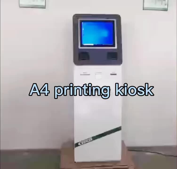 Slim Design 19 Inch Unattended Touch Screen A4 Printing Kiosk Payment ...
