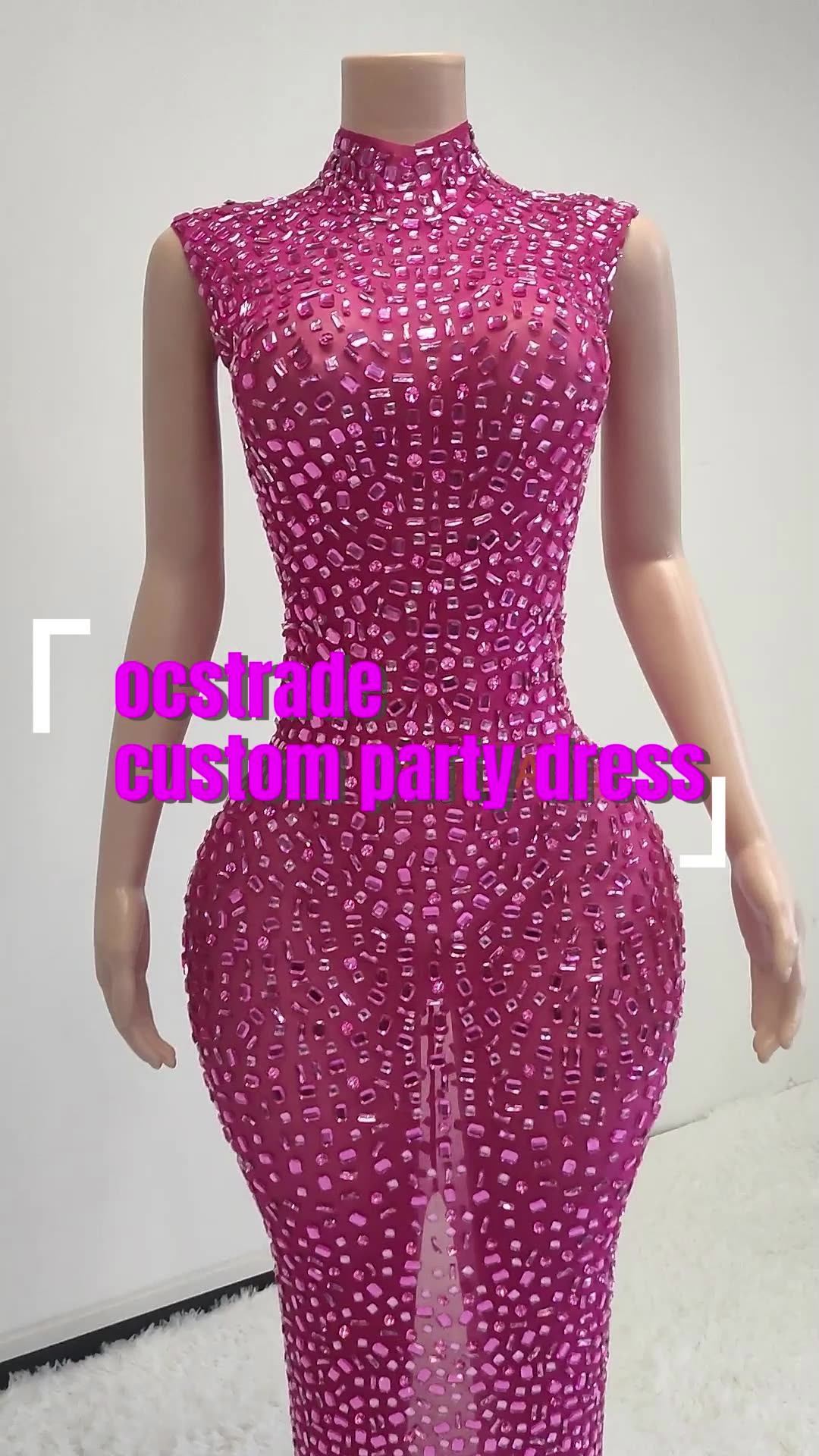 Ocstrade Hot Selling Rhinestone Diamond Luxury Studded Dress Long Gowns ...