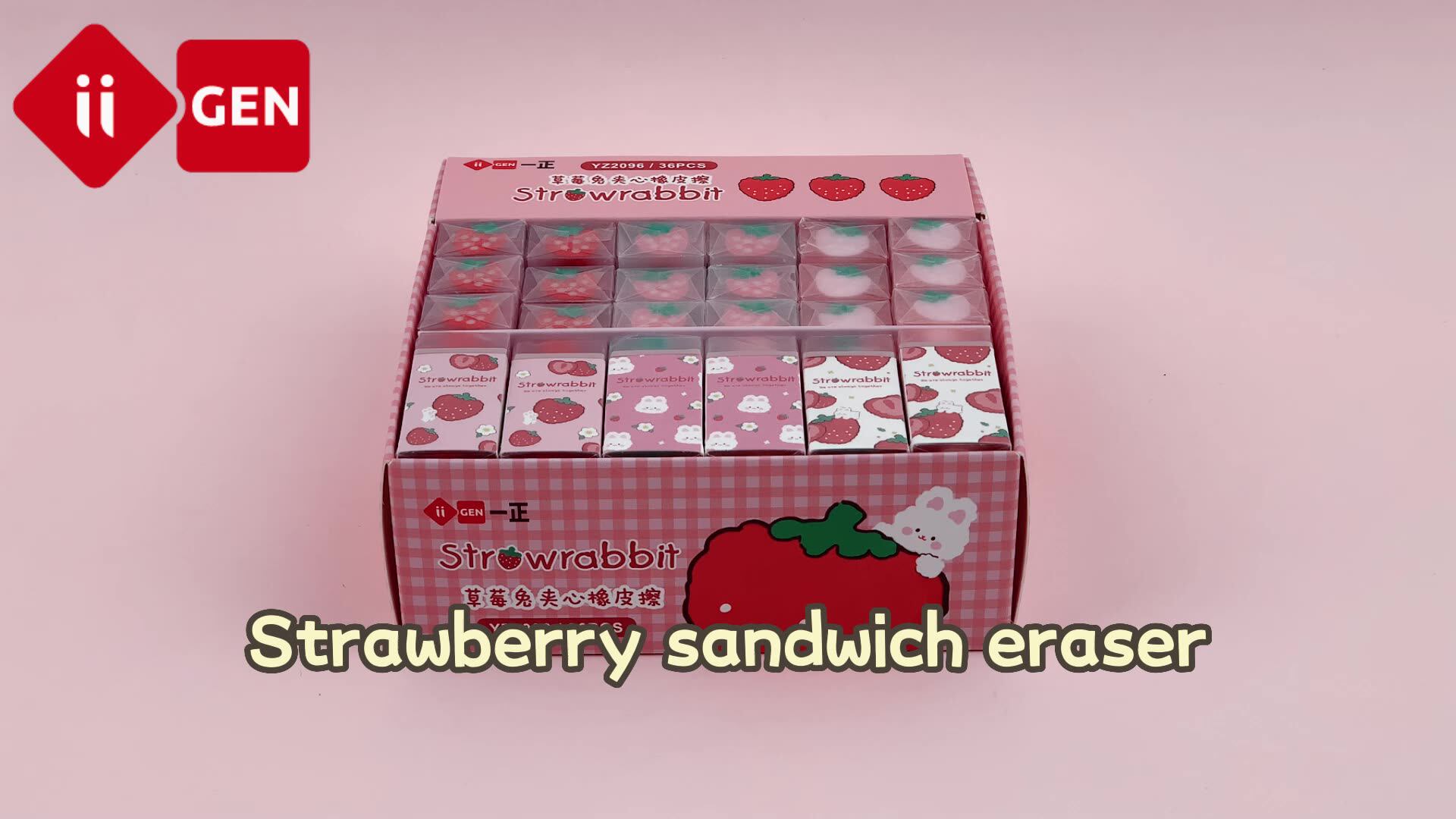 Iigen Creative Cartoon Strawberry Rabbit Sandwich Eraser Children's ...