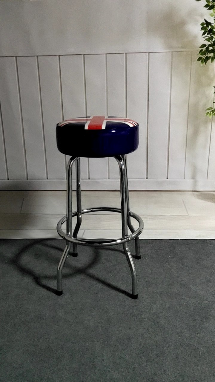 30" H Iron Backless Swivel Bar Stool Shop Stool With Black Leather ...