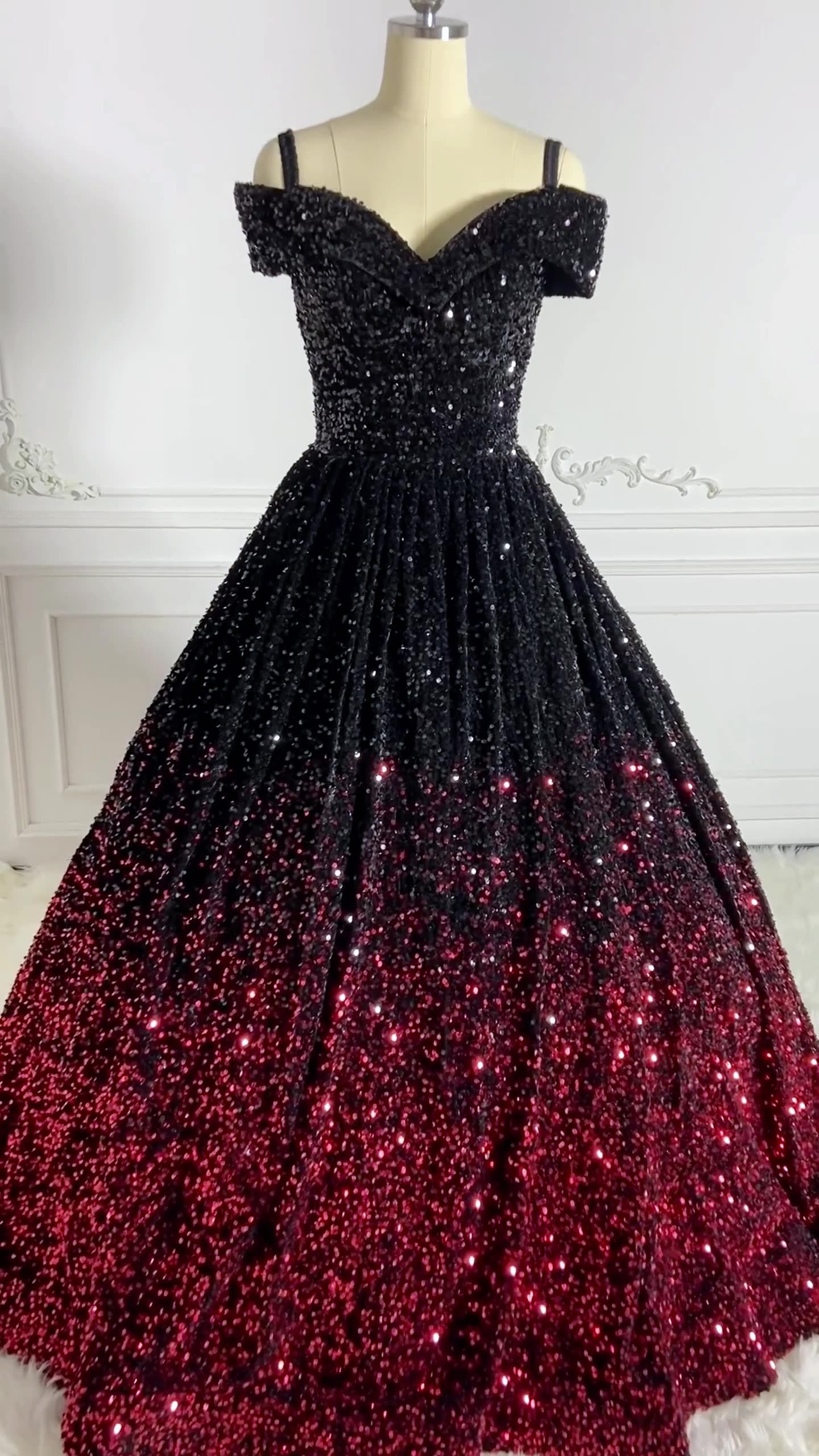 Ocstrade Glitter Black And Red Gradient Maxi Dresses Women Party ...