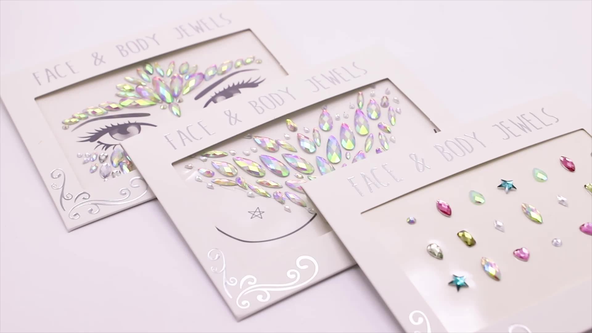 Shinein Rainbow Color Gem Breast Body Stickers Tattoo Crystal ...