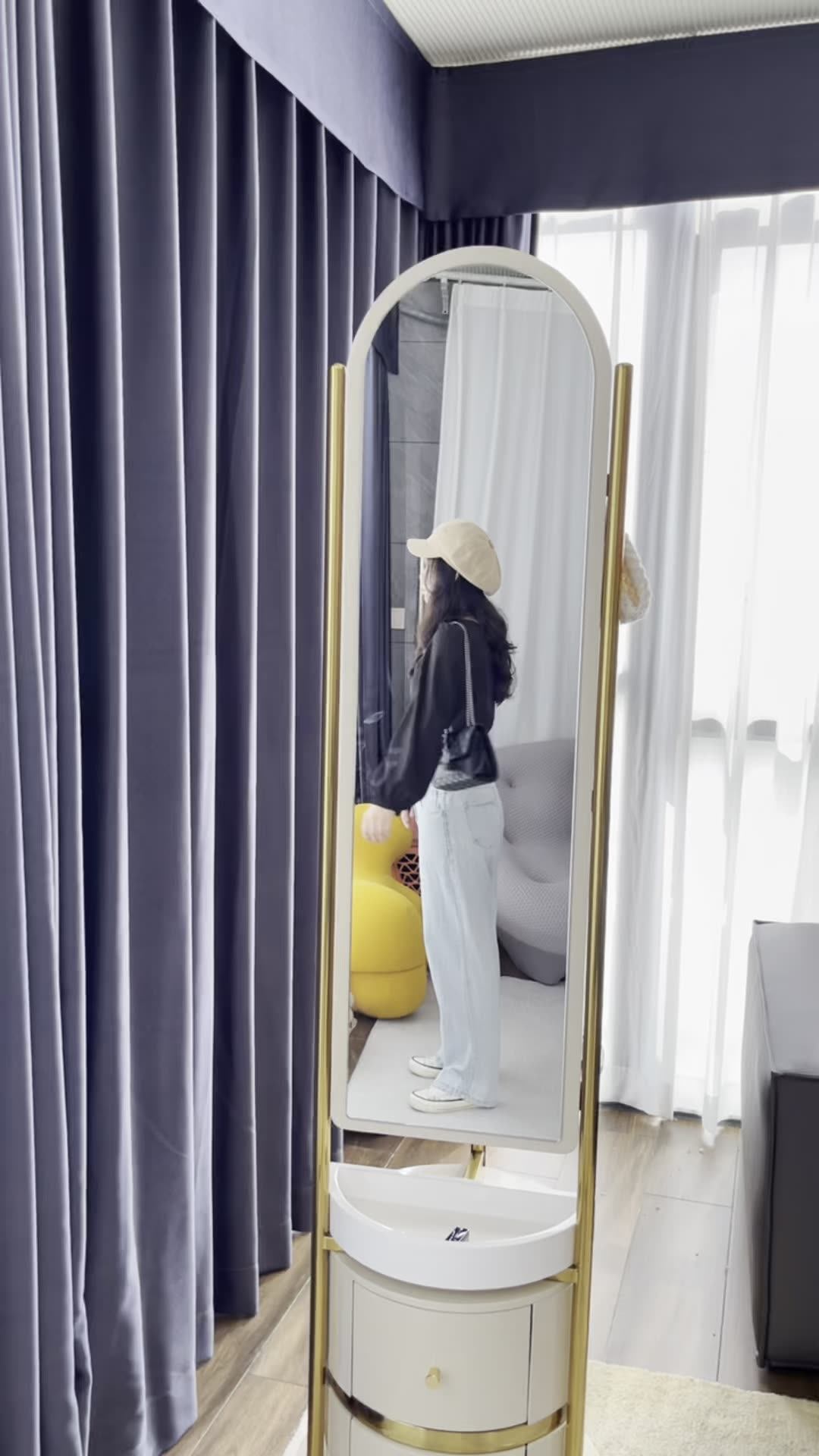 Saddle Skin Wall Dressing Room Standing Floor Mirror Modern Minimalist ...