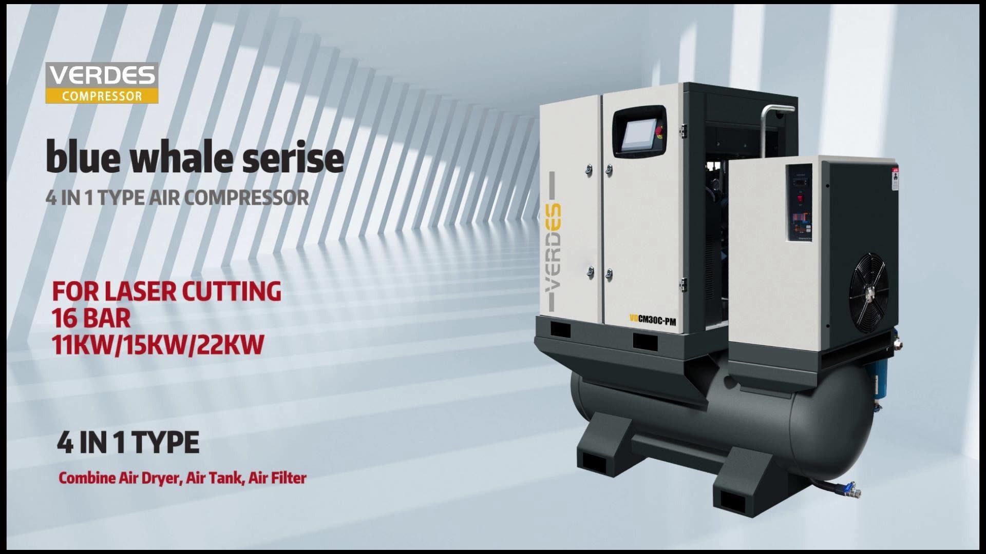 Four In One Type 15kw 22kw 15 Bar 16 Bar Screw Air Compressor For Laser ...