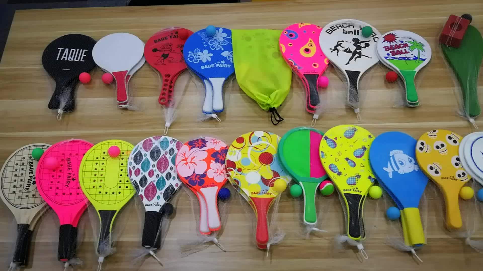 Factory Direct Custom Pattern Professional Wood Paddle Beach Racket ...