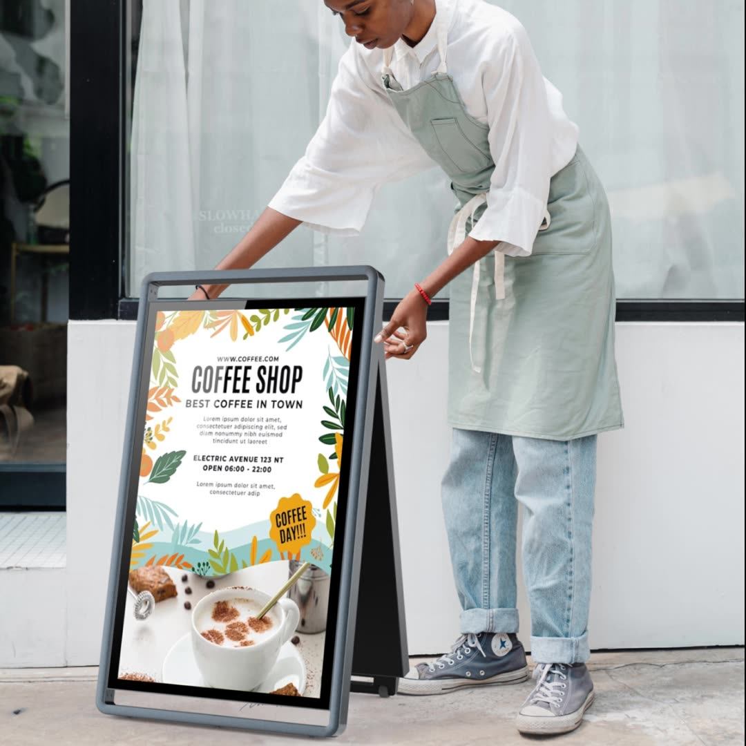 Portable Solar Panel Battery Powered Digital Poster Outdoor Digital ...