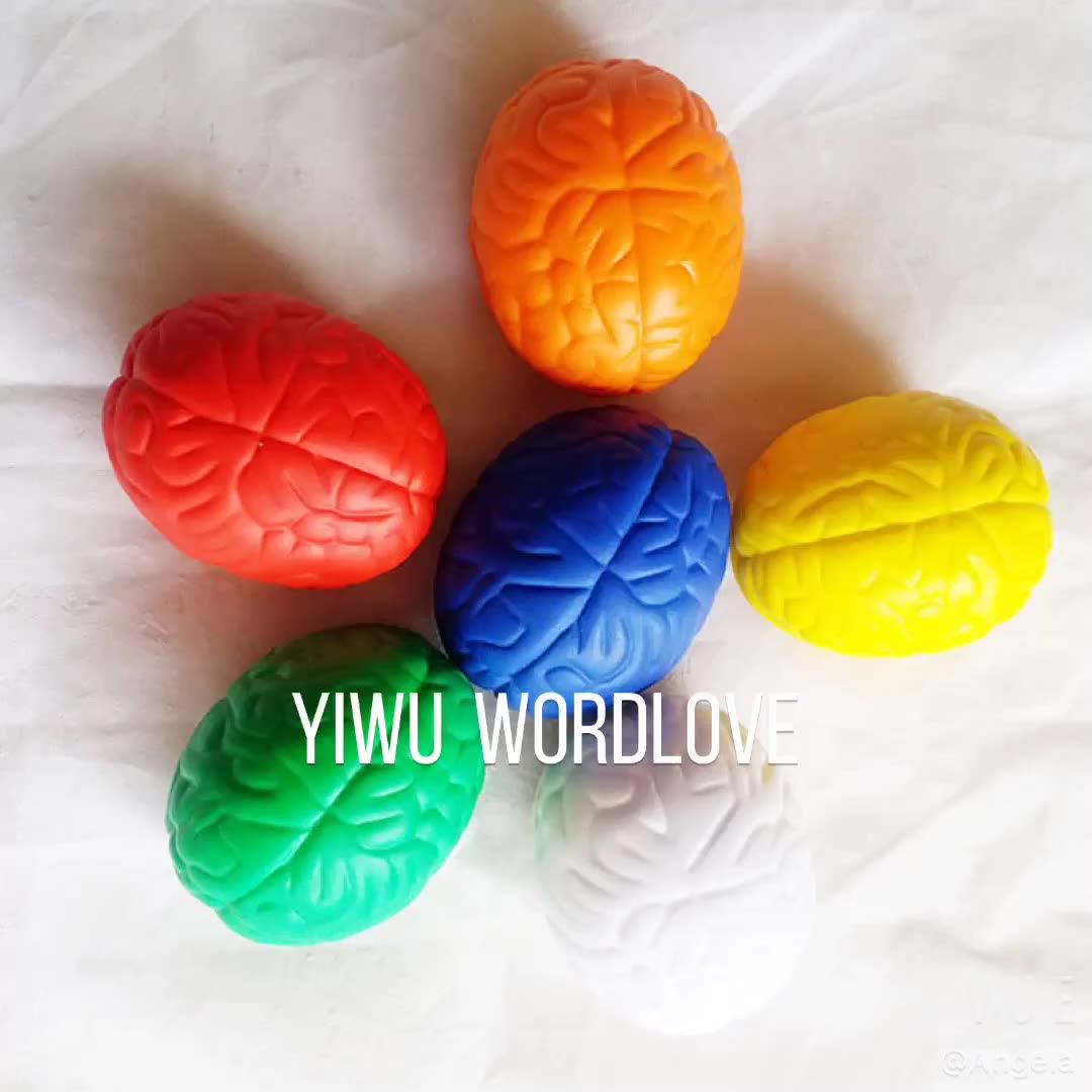 Custom Logo Printed Green Brain Shaped Pu Foam Stress Ball For ...