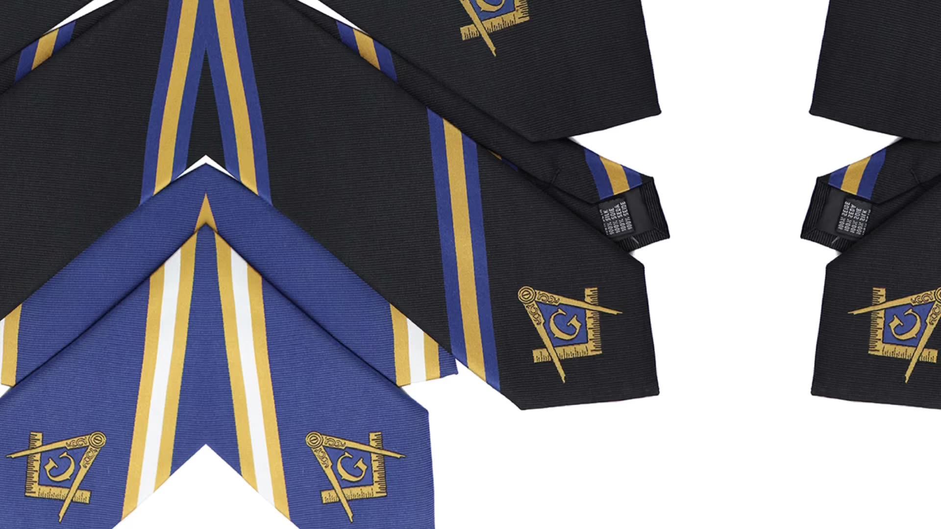 Great Custom Designer Freemason Logo Series Silk Black Woven Patterns ...