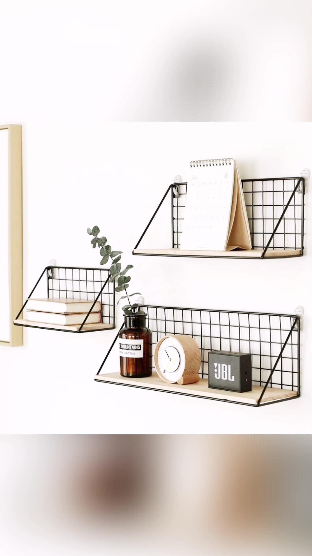 Floating Shelves Wall Mounted Wood Storage Set Hanging Shelf For Frames ...