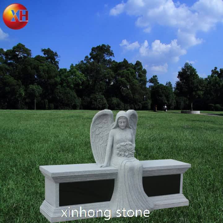 Granite Cremation Bench Angel Engraving Black Granite Headstone High ...