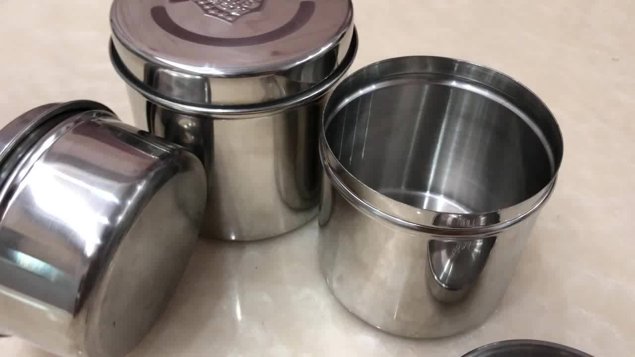 Round Stainless Steel 304 Sample Box Food Storage Retention Sample Box ...