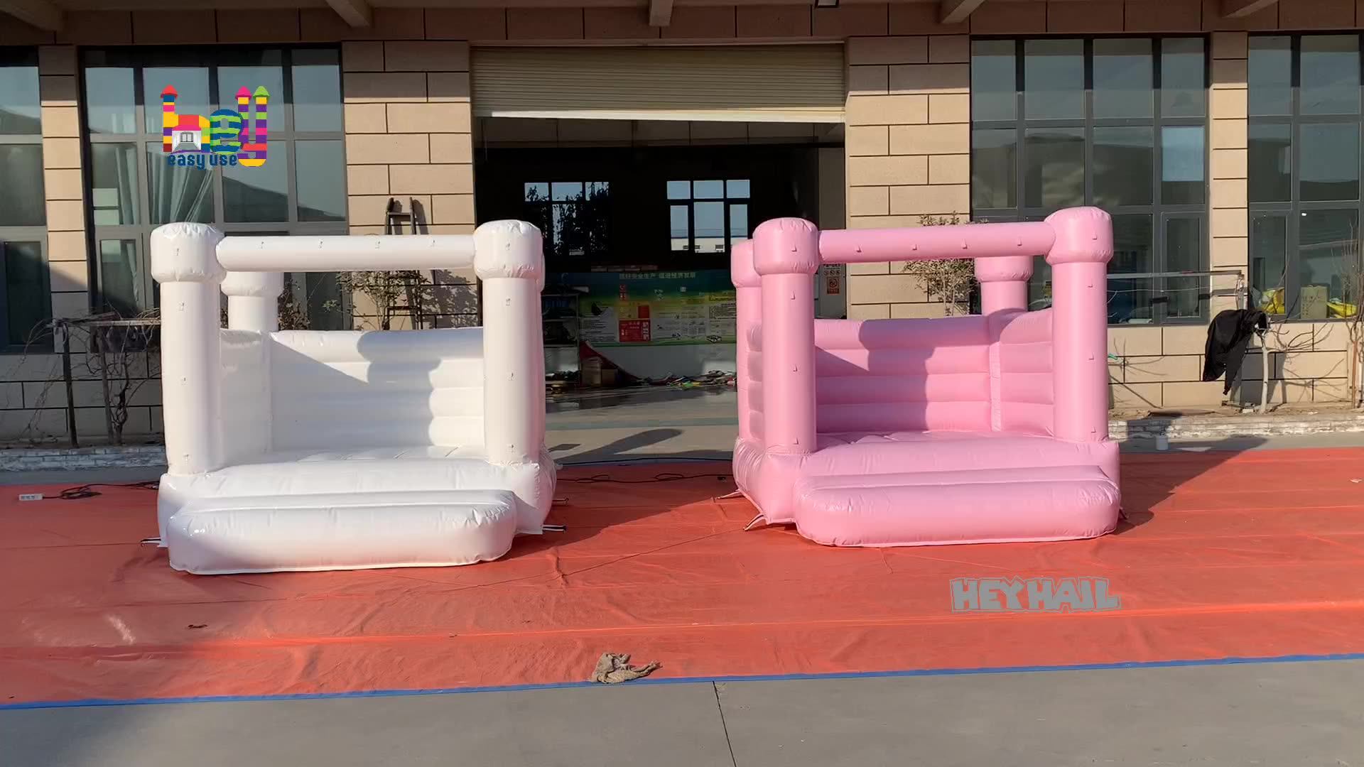 Jumping Combo Inflatable White Bounce House With Ball Pit Slide Plain ...