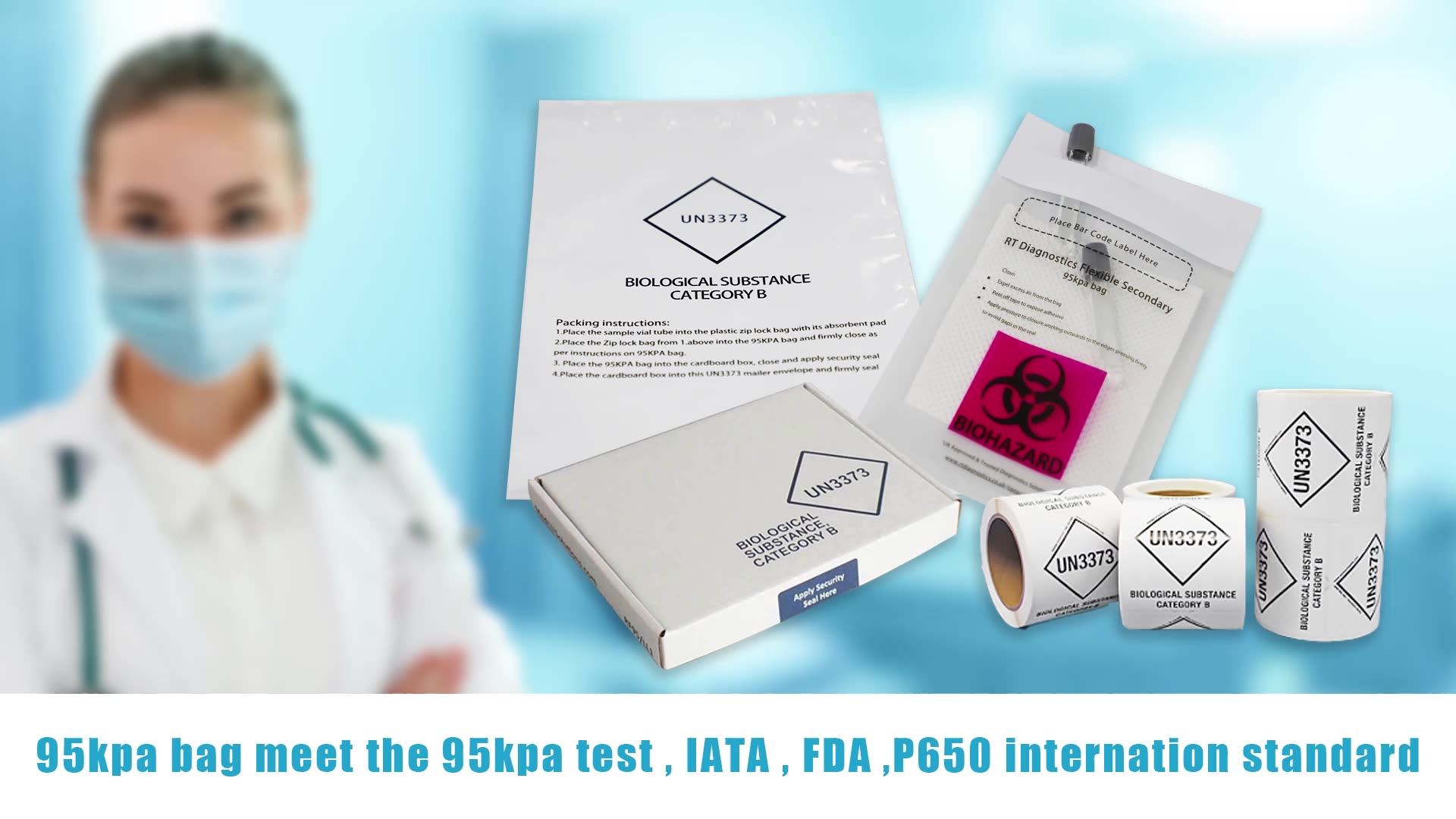 Custom 95 Kpa Medical Clear Biohazard Bags Lab 95kpa Specimen Transport ...