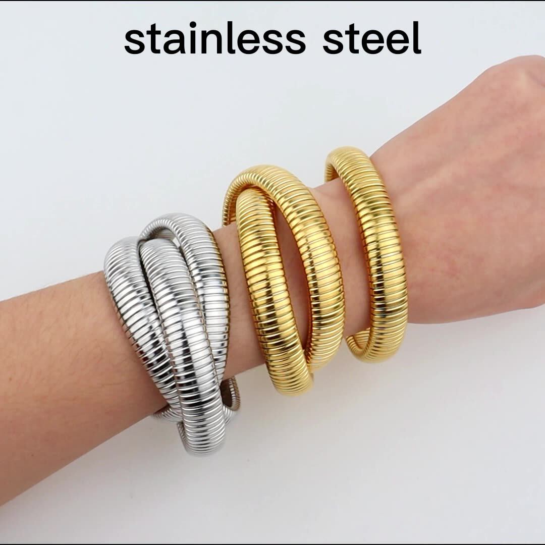 Vintage Fine Jewelry Hip-hop Rock Elastic Stretch Stainless Steel Short ...