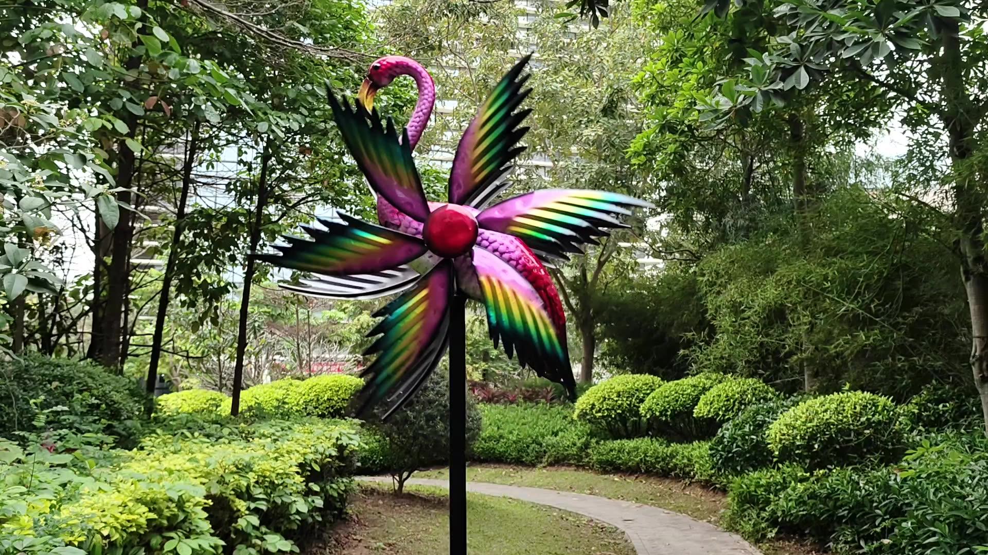 Flying Bird Flamingo Magic Metal Windmill Kinetic Metal Wind Spinners ...