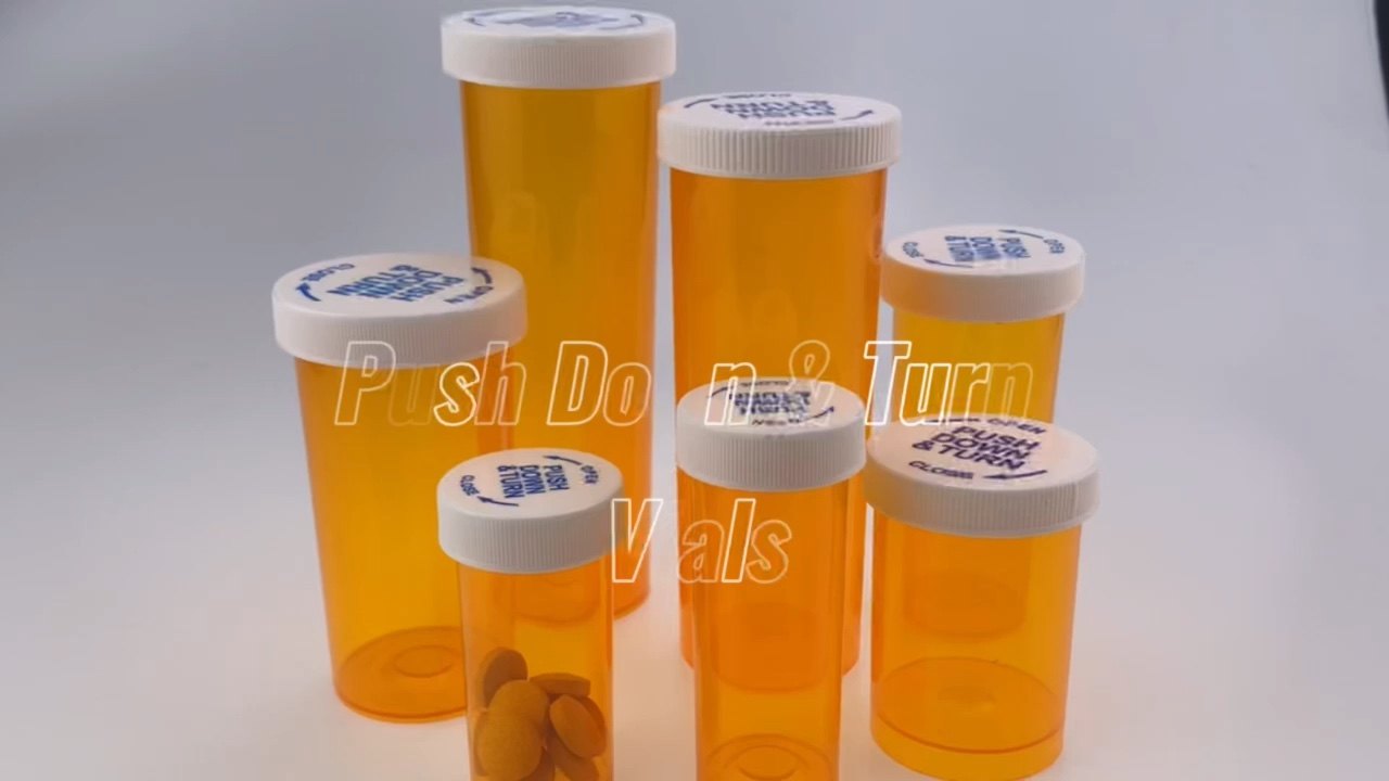 Custom Pills Injection Vial Reversible Child Resistant Cap Push Down ...