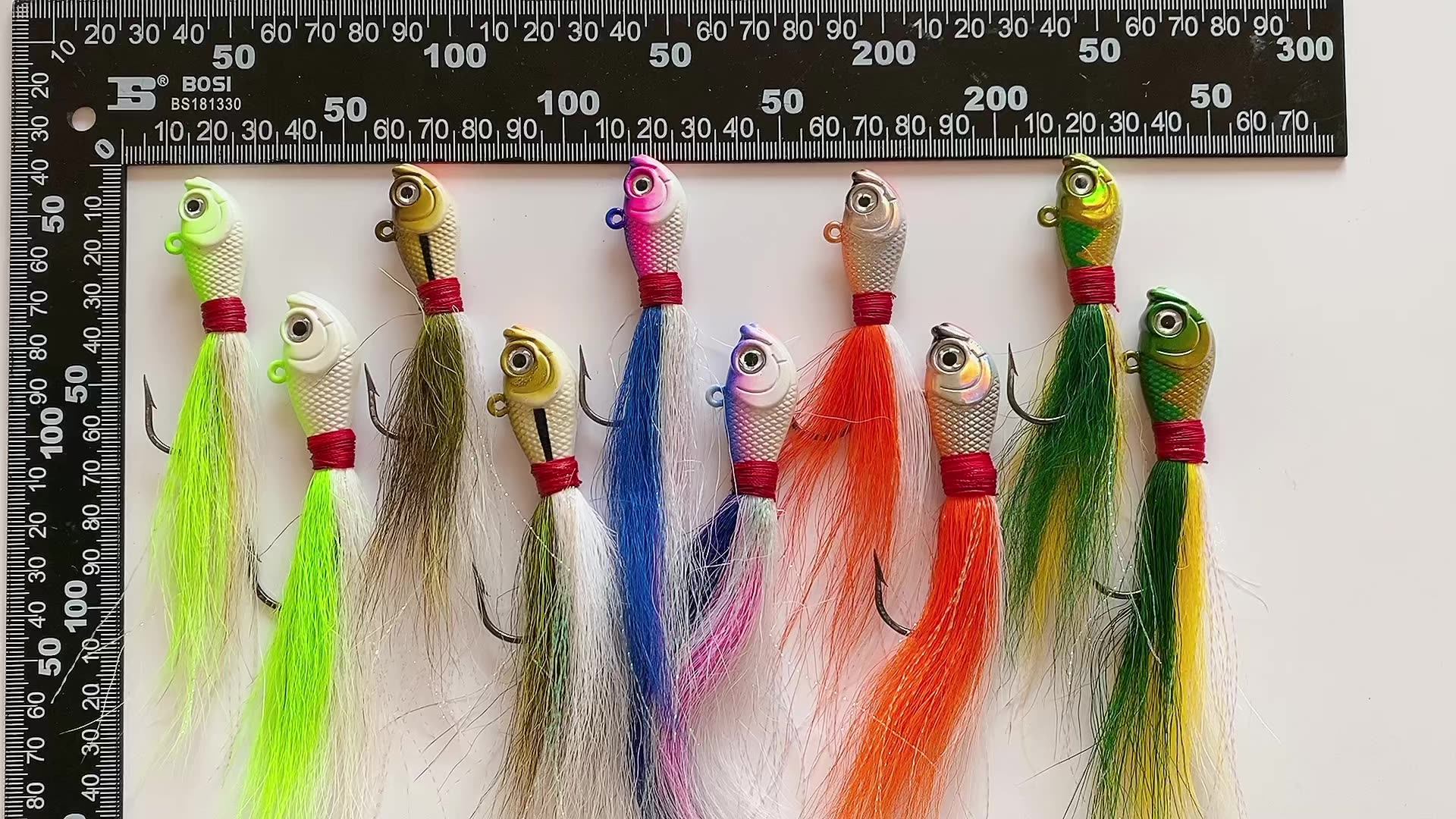 Wholesale 1/8oz-8oz Jig Head Hooks With Feather Saltwater Fishing Hooks ...