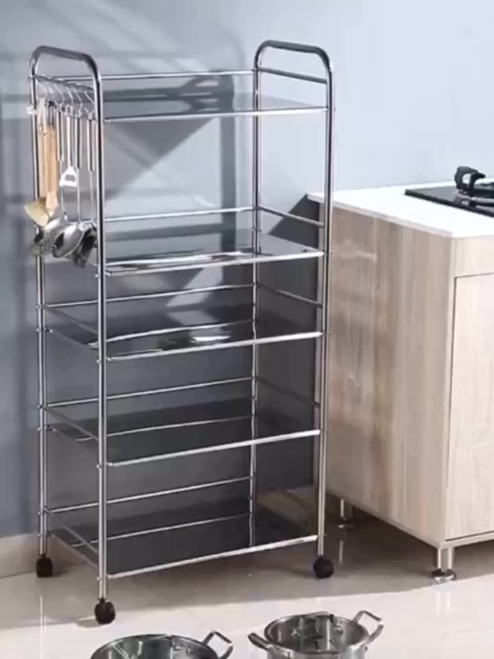 4 Layers-50cm Multi-function Kitchen Stainless Steel Storage Rack For ...