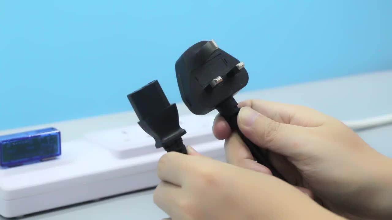 1.8m 100 240vac 50 60hz Extension 230v Ac Supply 3 Pin Plug Prong Black ...