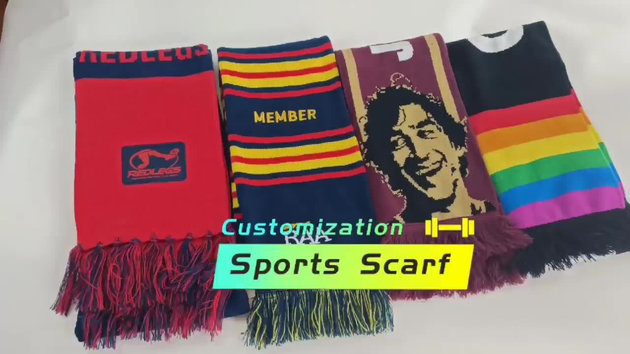 Custom Embroidery Jacquard Soccer Team 100% Acrylic Long Scarf National ...