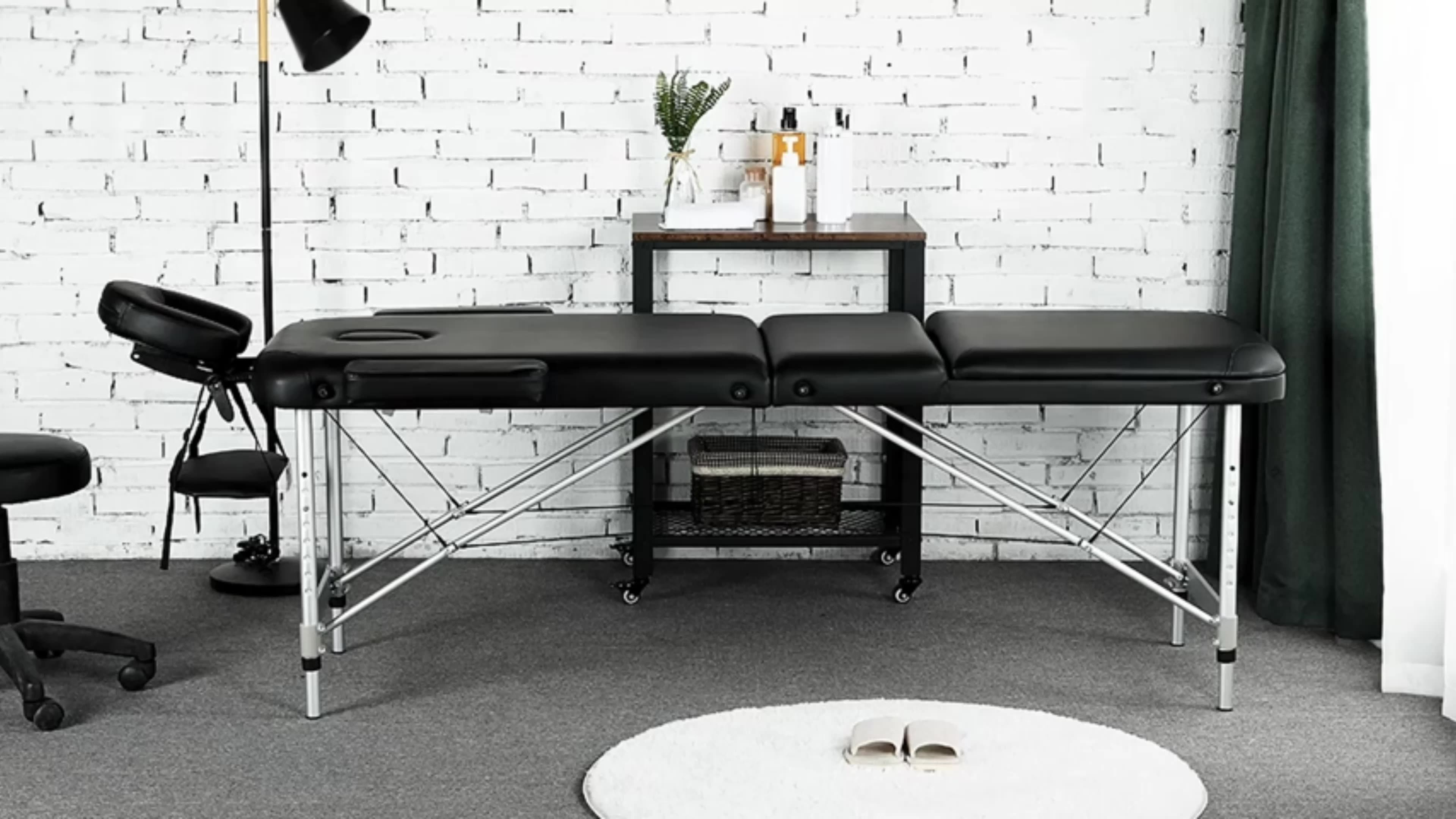 Black Two Fold Wooden Massage Bed,Portable Eyelash Bed,Foldable Spa Bed ...