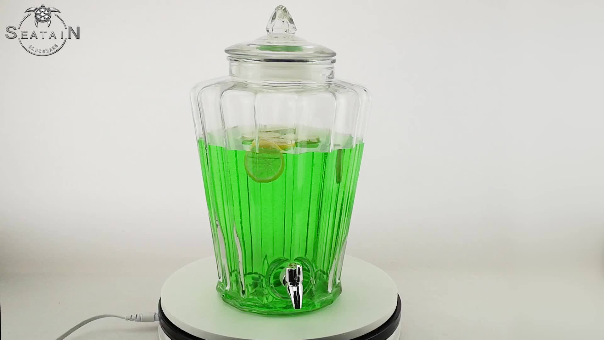 8l Glass Bottle Pump Dispenser With Glass Lid And Plastic Tap - Buy ...