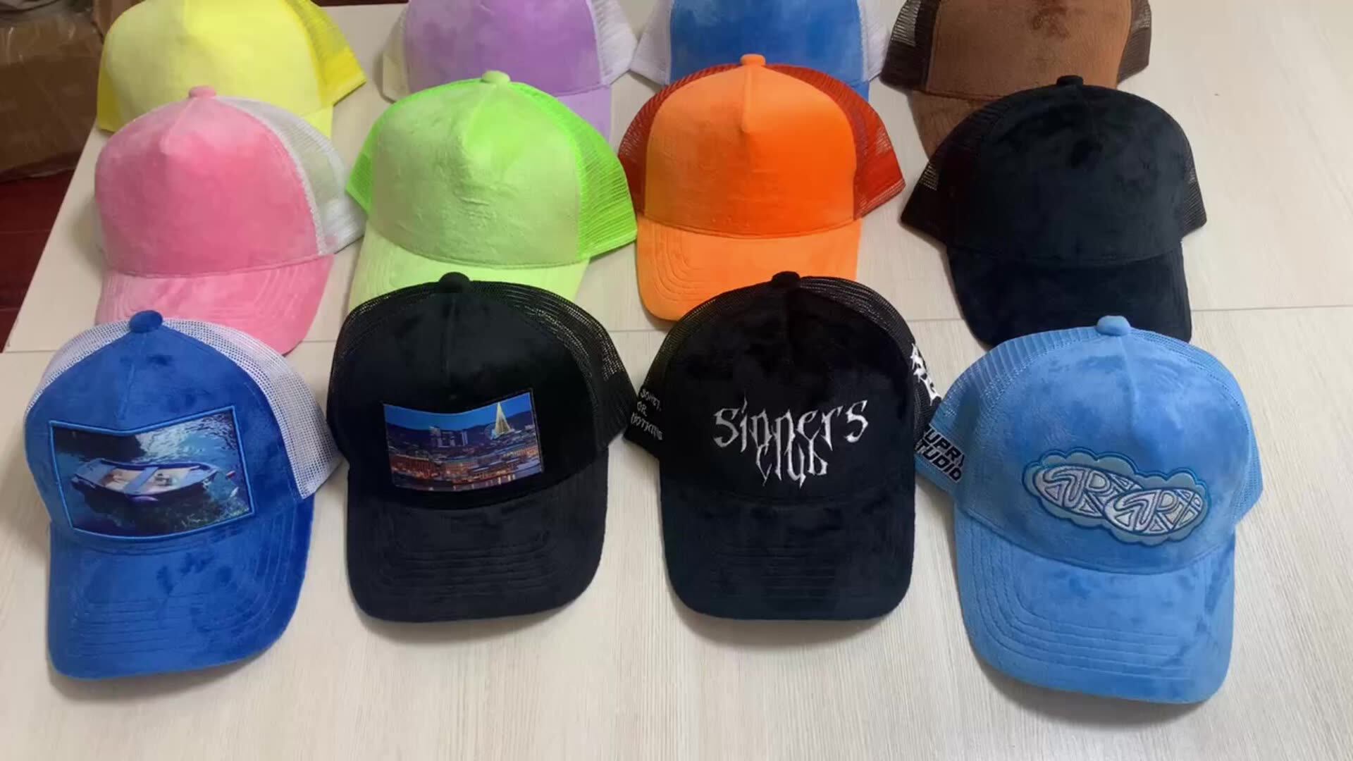 Hn05 Fluffy 5 Panel Embroidery Velvet Mesh Warm Caps Hats Veracap ...