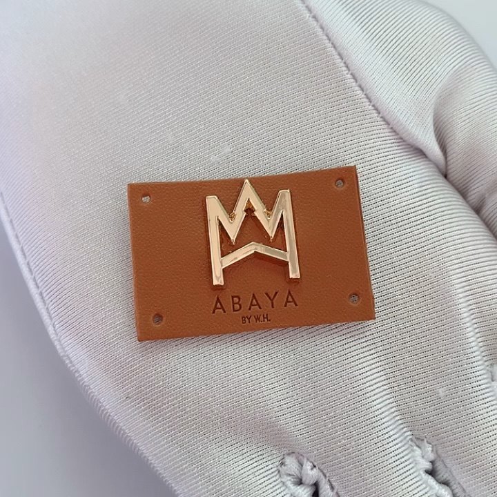 Custom Pu Designer Leather Labels Gold Metal Brown Jacket Leather Badge ...