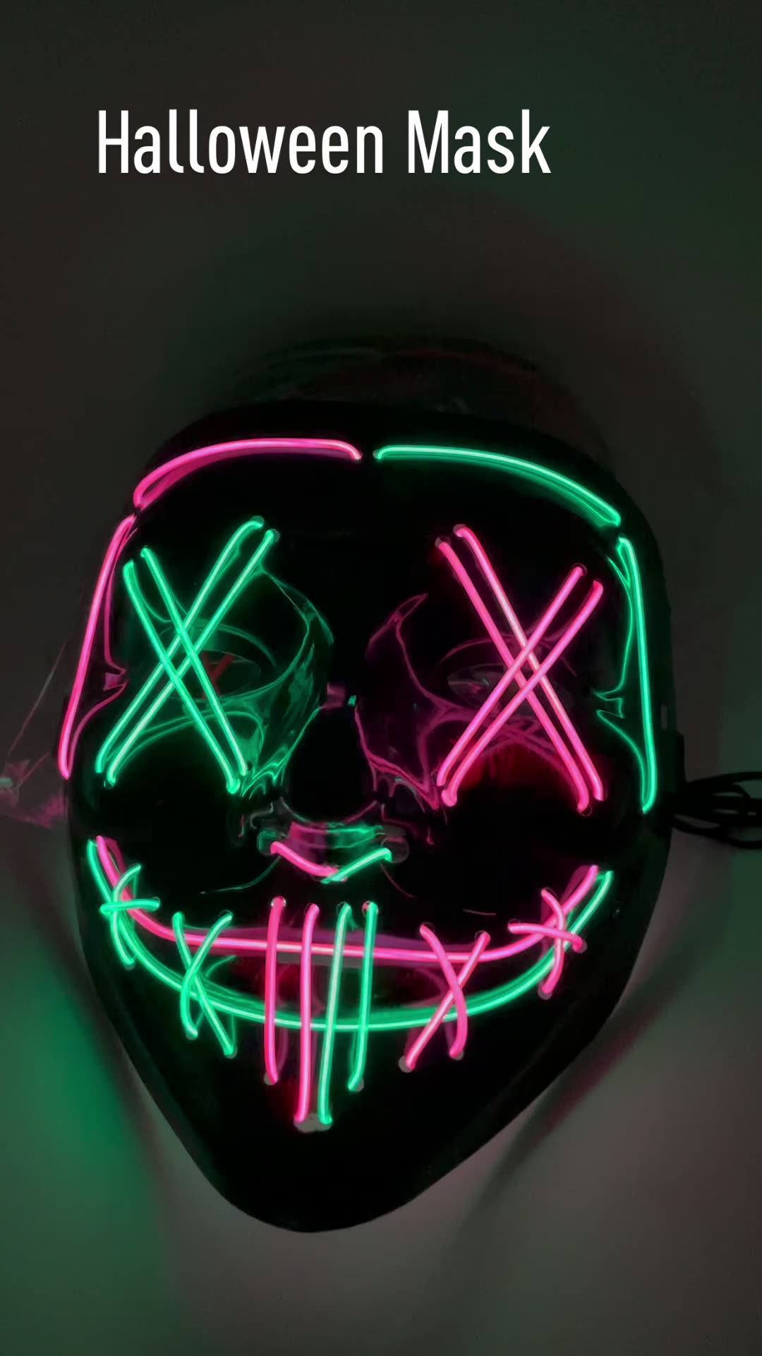 2022 Halloween Purge Mask Led Light Up Scary Mask Luminous Facial Mask ...