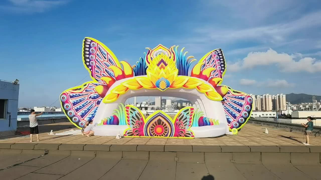 12m Width Inflatable Dj Booth Stage Cover Concerts Butterfly Inflatable ...