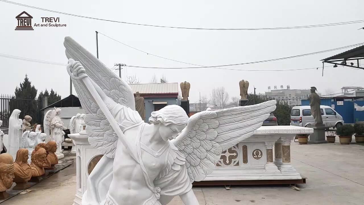 Life Size Natural Marble Statue Of St. Michael Angel The Archangel ...
