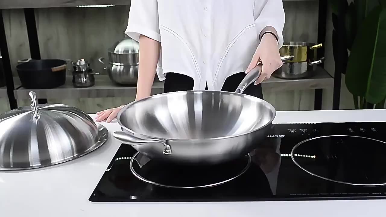 Commercial Large Wok Stainless Steel Big Wok With Double-ear For ...