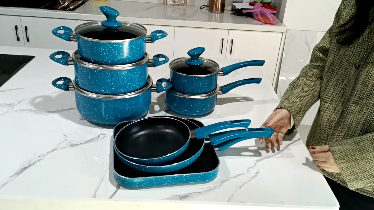 13 Pieces Cookware Set Branded Nonstick Aluminum Double Granite Coated ...