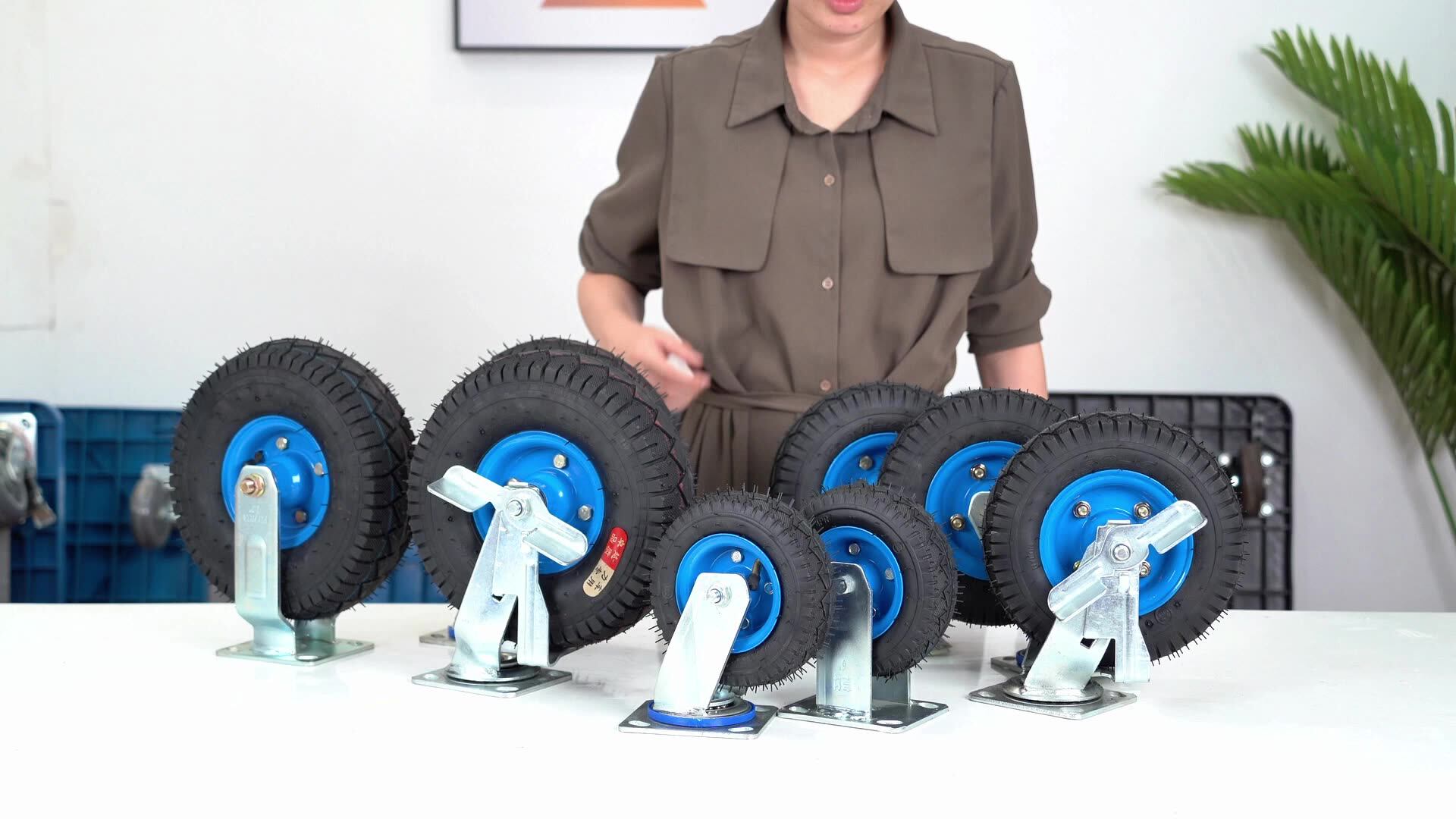 6 8 10 Inch Fixed Swivel Pneumatic Air Filled Rubber Caster Wheel With ...