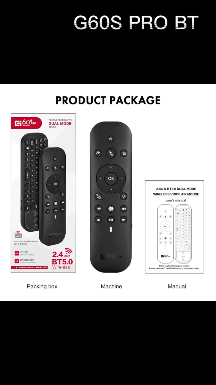 Awireless G60s Pro Bt Voice Remote Control 2.4g Wireless Air Mouse ...