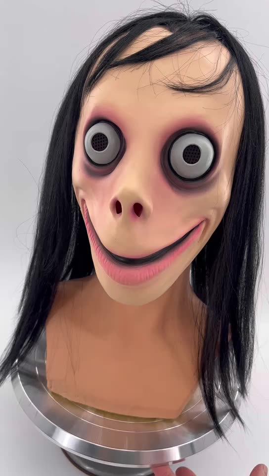 Halloween Momo Mask With Wig Horror Mask Scary Latex Female Masks For ...