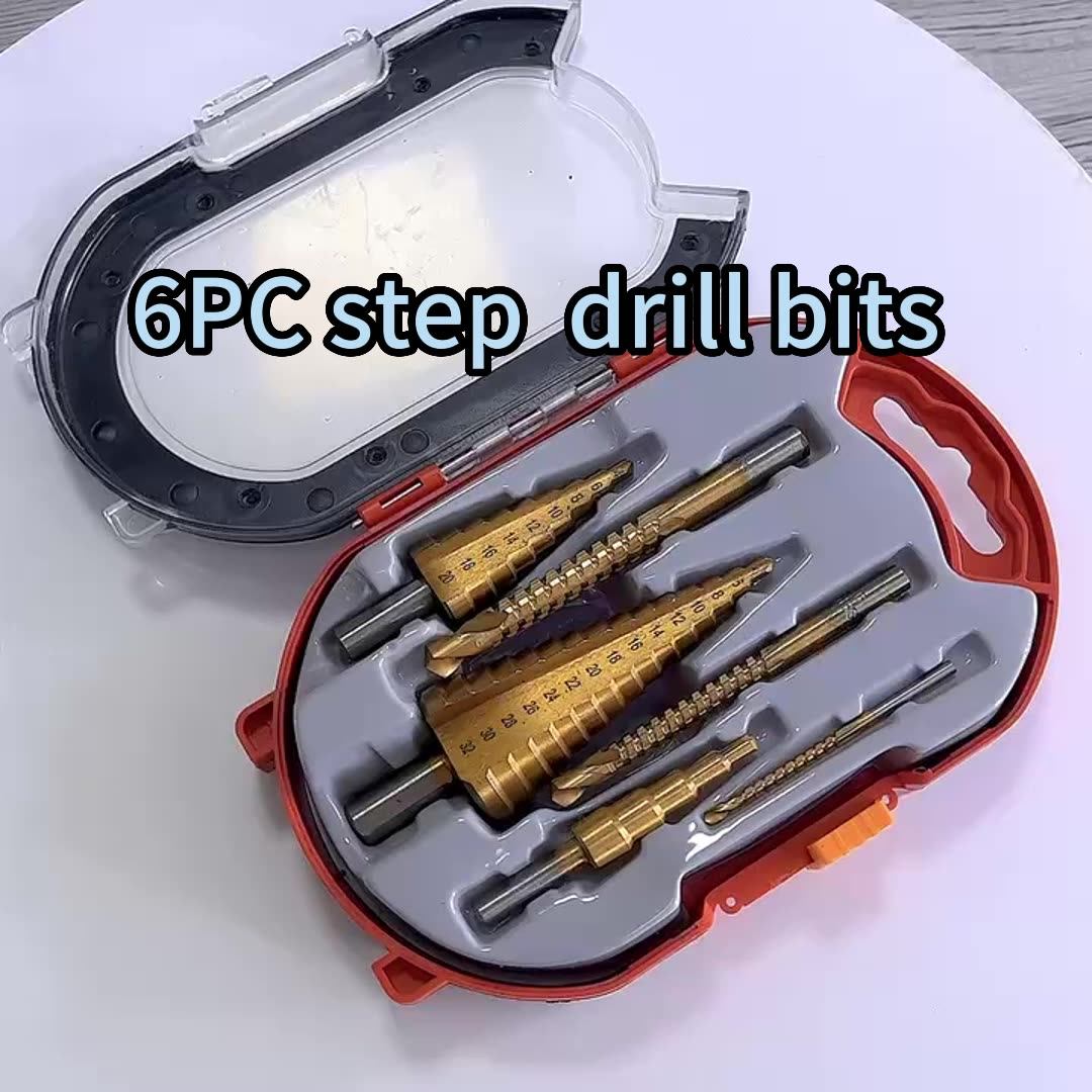 6pc Pagoda Drill Titanium Step Drill Bit Set Saw Tooth Drill Bits - Buy ...