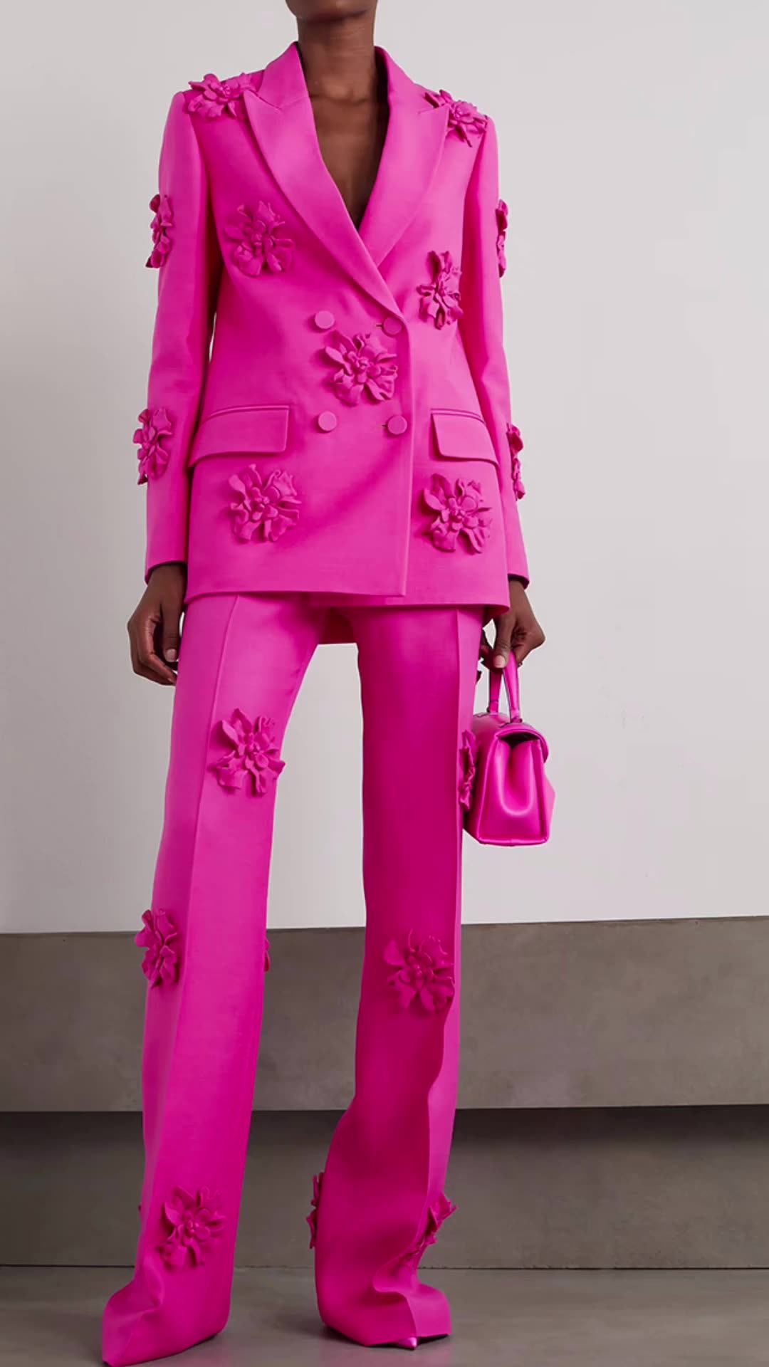 High Quality 3d Flower Double Breasted Business Blazers Ladies Women ...