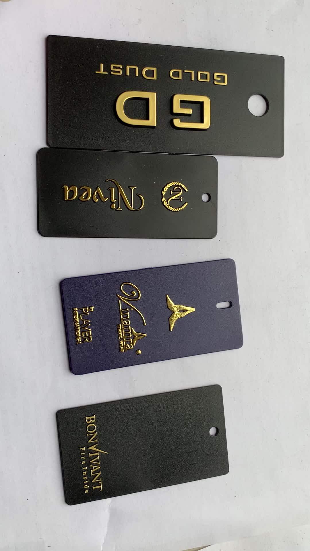 2020 Custom Embossed Gold Foil Logo Plastic Pvc Hang Tag For Garment ...
