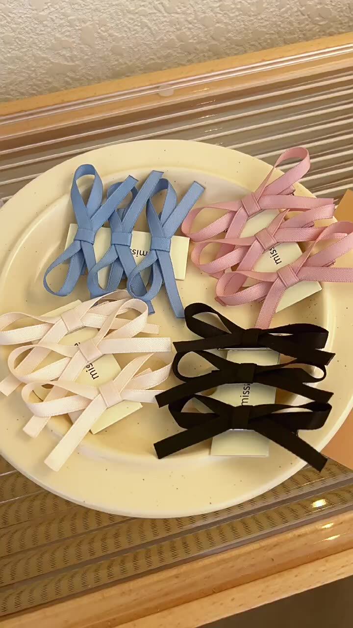 French Lace Solid Color Velvet Bowknot Hairpins Girl 3pcs/set Ribbon ...